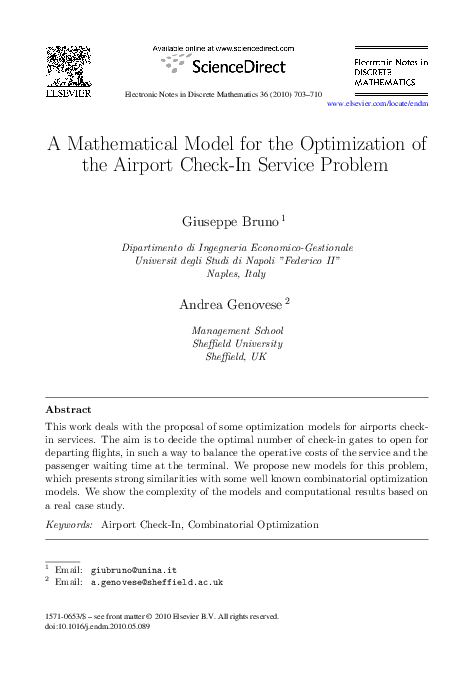 (PDF) A Mathematical Model for the Optimization of the Airport Check-In ...