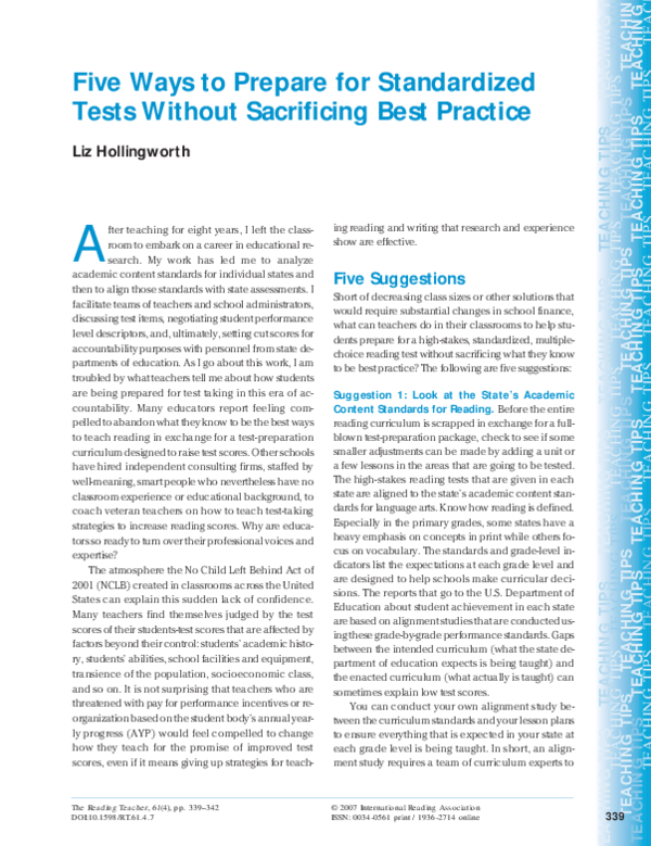 (PDF) Five Ways to Prepare for Standardized Tests Without Sacrificing ...