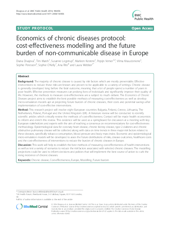 (PDF) Economics of chronic diseases protocol: cost-effectiveness ...