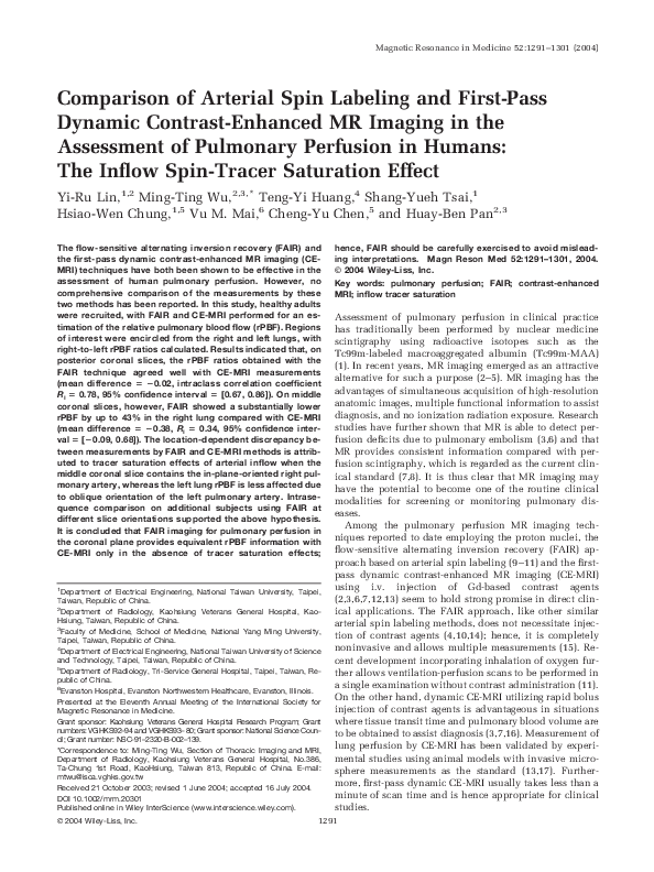 (PDF) Comparison of arterial spin labeling and first-pass dynamic ...