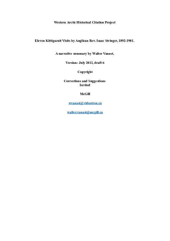 (DOC) Anglican Rev. Isaac Stringer's eleven visits with the Kukpugmiut ...