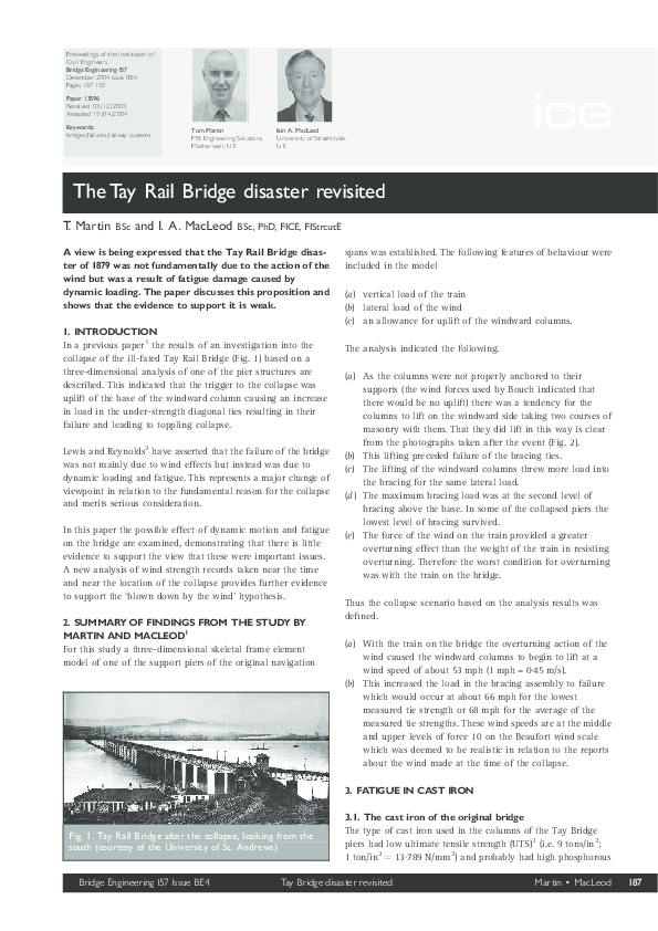 (PDF) The Tay Rail Bridge disaster revisited
