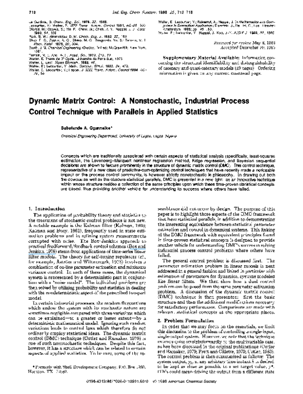 (PDF) Dynamic matrix control: a nonstochastic, industrial process control technique with ...