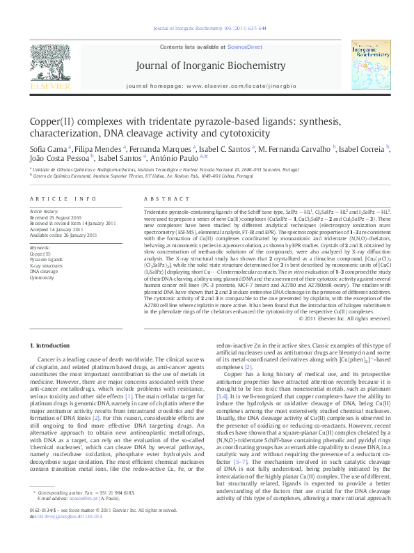 (PDF) Copper(II) complexes with tridentate pyrazole-based ligands: synthesis, characterization ...