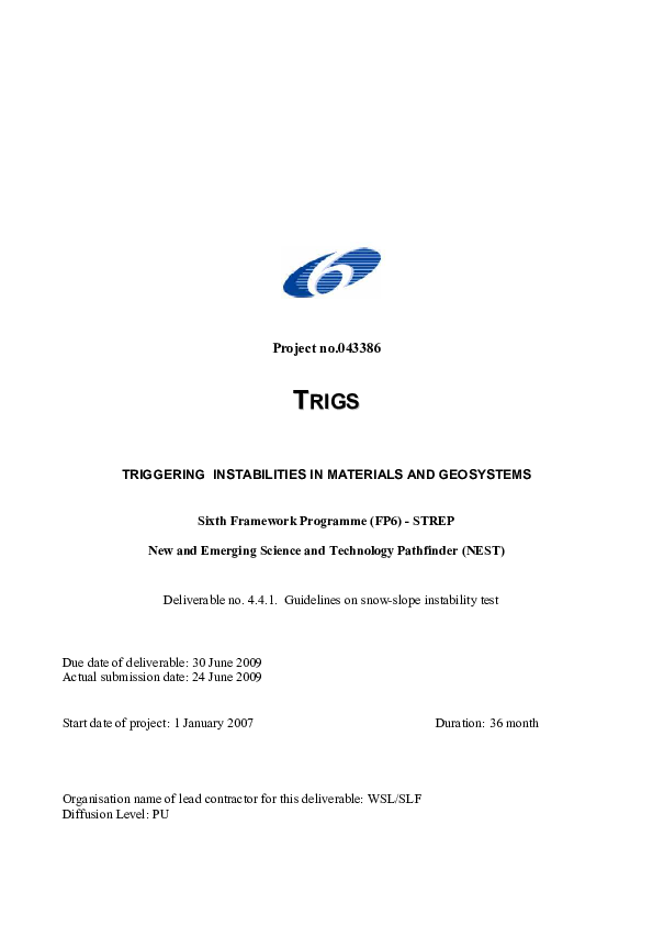 (PDF) Guidelines on snow-slope instability tests