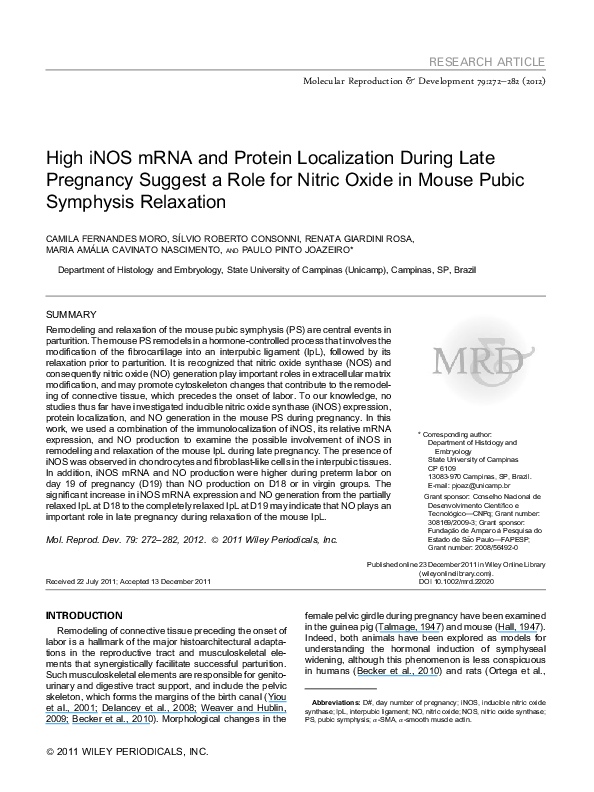 (PDF) High iNOS mRNA and protein localization during late pregnancy ...