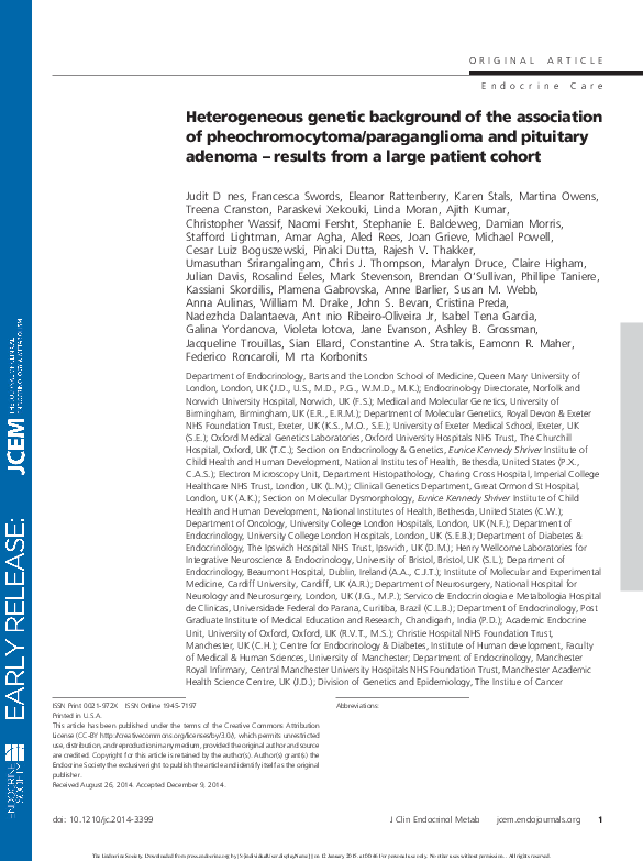 (PDF) Heterogeneous genetic background of the association of pheochromocytoma/paraganglioma and ...