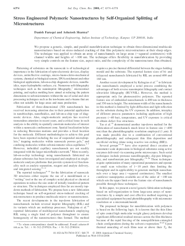 (PDF) Stress Engineered Polymeric Nanostructures by Self-Organized Splitting of Microstructures