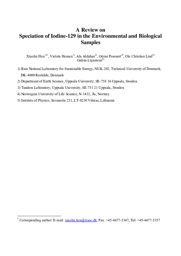 (PDF) A review on speciation of iodine-129 in the environmental and ...