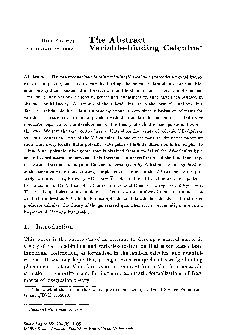 (PDF) The abstract variable-binding calculus