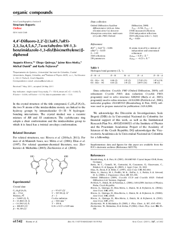 (PDF) 4,4′-Difluoro-2,2′-{[(3a RS ,7a RS )-2,3,3a,4,5,6,7,7a-octahydro ...