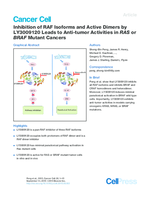 (PDF) Inhibition of RAF Isoforms and Active Dimers by LY3009120 Leads ...