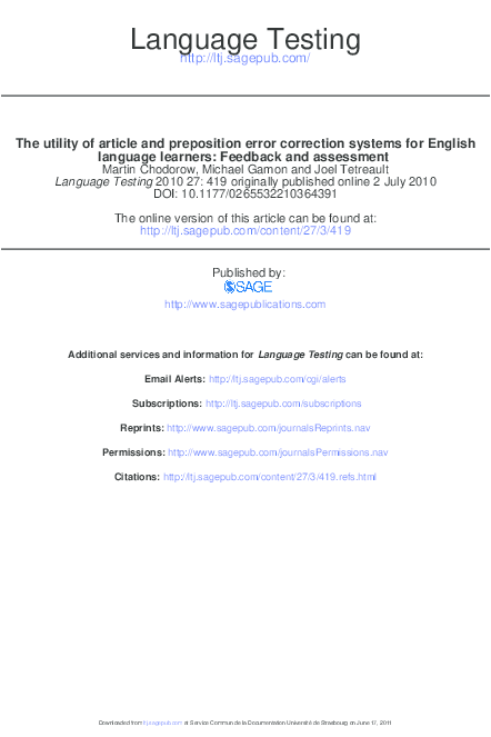Pdf The Utility Of Article And Preposition Error Correction Systems For English Language