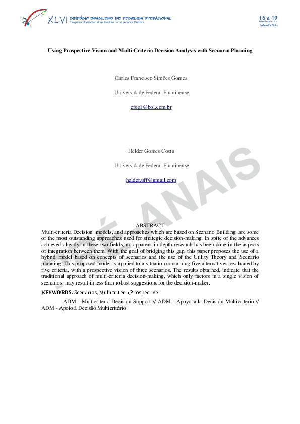 (PDF) Using Prospective Vision and Multi-Criteria Decision Analysis ...