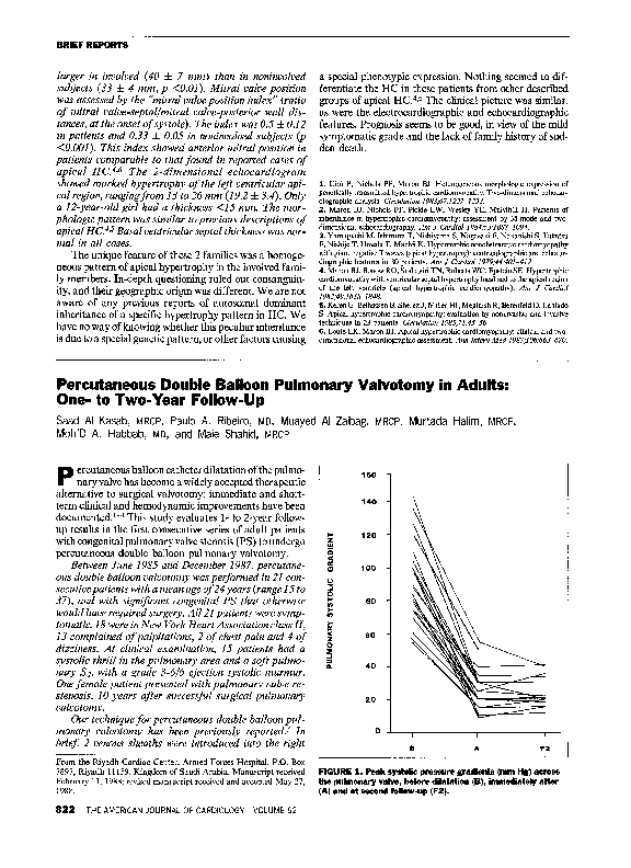 (PDF) Percutaneous double balloon pulmonary valvotomy in adults: One ...