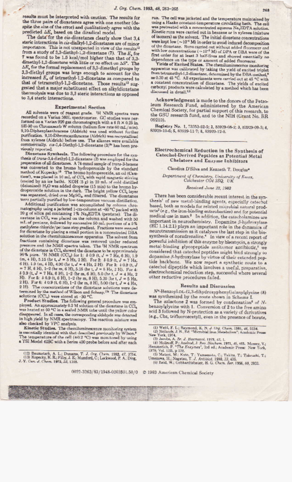 (PDF) Electrochemical preparation of Catechol dipeptides as metal ...
