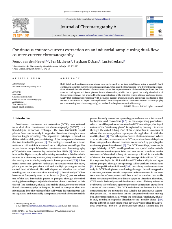 (PDF) Continuous counter-current extraction on an industrial sample ...