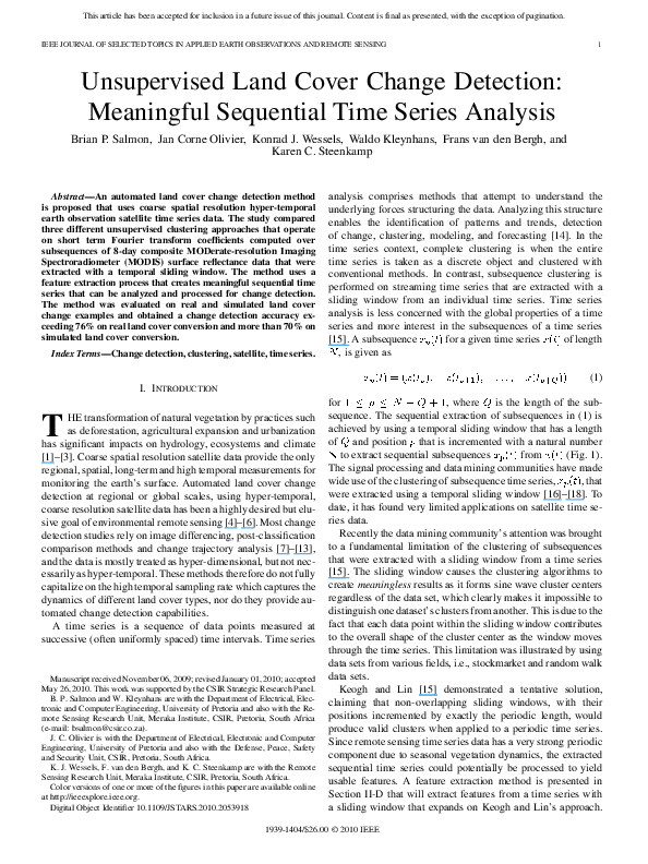 (PDF) Unsupervised Land Cover Change Detection: Meaningful Sequential Time Series Analysis