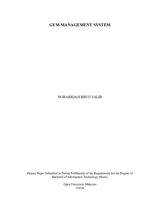 (DOC) GYM MANAGEMENT SYSTEM