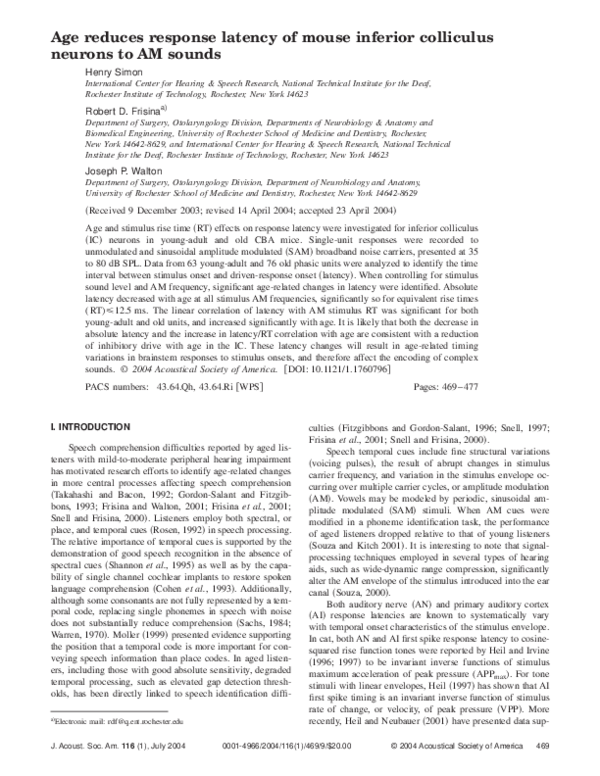 (PDF) Age reduces response latency of mouse inferior colliculus neurons ...