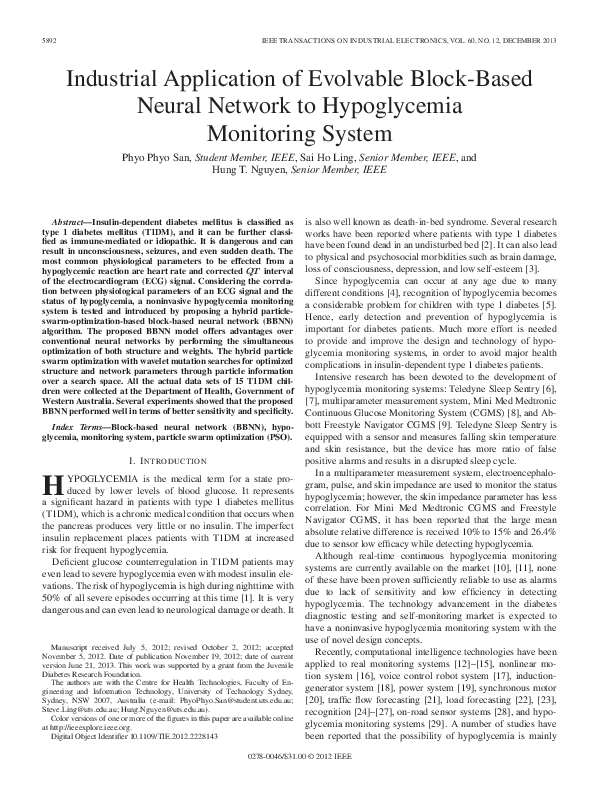 (PDF) Industrial Application of Evolvable Block-Based Neural Network to Hypoglycemia Monitoring ...