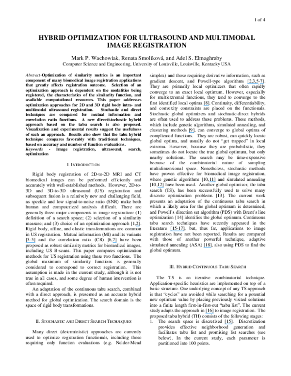 (PDF) Hybrid optimization for ultrasound and multimodal image registration
