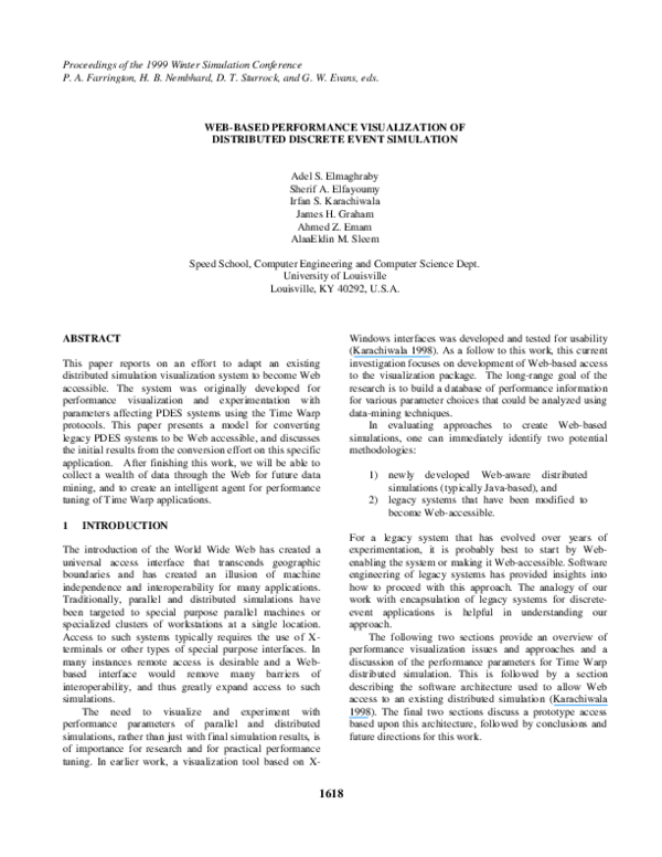 Pdf Web Based Performance Visualization Of Distributed Discrete Event Simulation