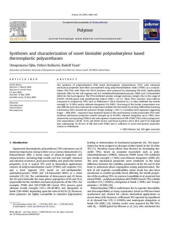 (PDF) Syntheses and characterization of novel biostable polyisobutylene ...