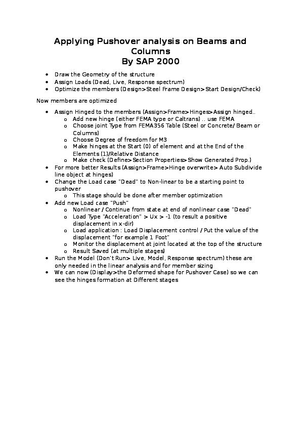(DOC) Applying Pushover analysis on frame elements and on shell ...