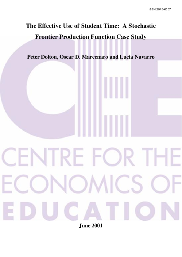 (PDF) The effective use of student time: a stochastic frontier ...