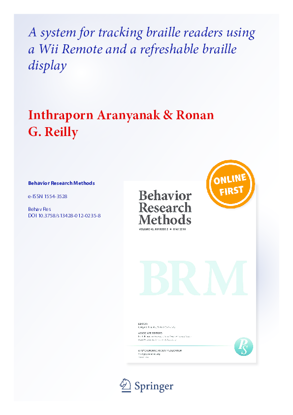 (PDF) A system for tracking braille readers using a Wii Remote and a ...