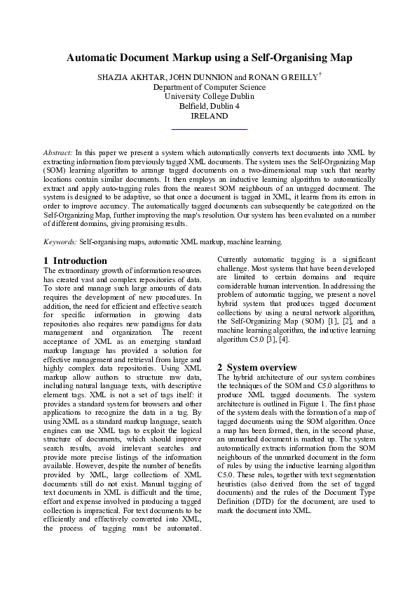 (PDF) Automatic Document Markup using a Self-Organising Map | Ronan Reilly - Academia.edu