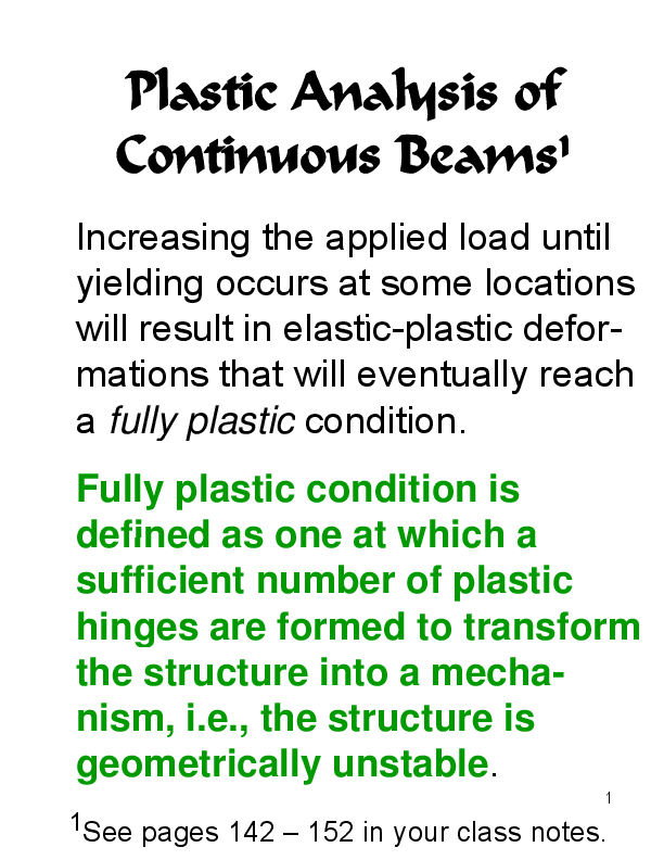 (PDF) Plastic Analysis of Plastic Analysis of Continuous Beams 1