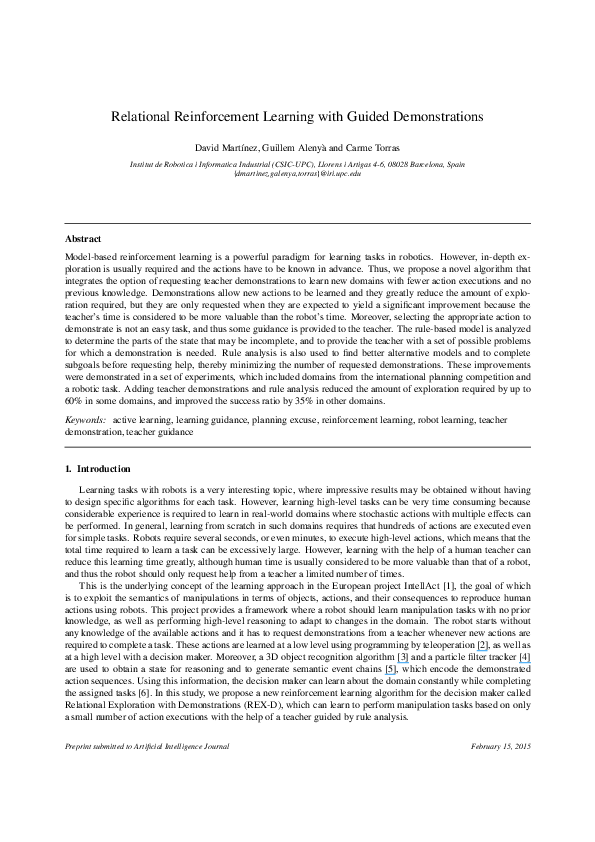 Pdf Relational Reinforcement Learning With Guided Demonstrations