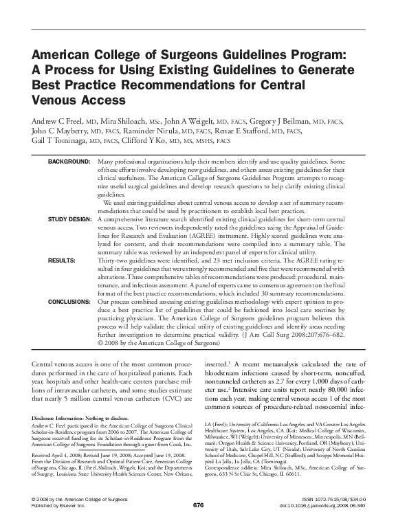 (PDF) American College of Surgeons Guidelines Program: A Process for ...