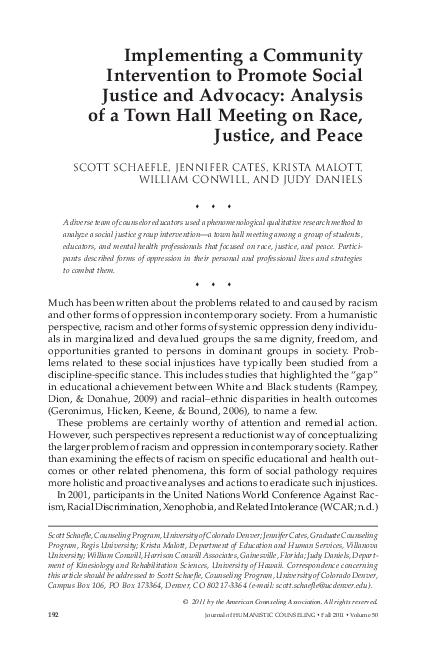 (PDF) Implementing a Community Intervention to Promote Social Justice ...