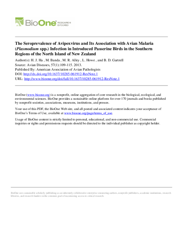 (PDF) The Seroprevalence of Avipoxvirus and Its Association with Avian ...