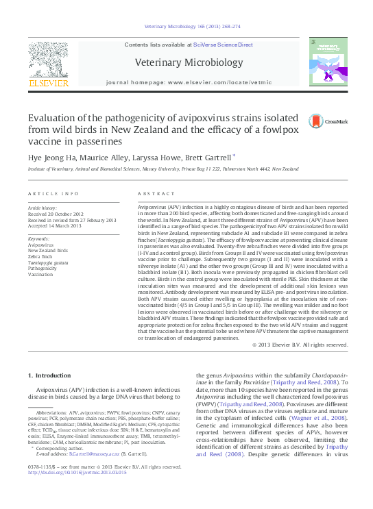 (PDF) Evaluation of the pathogenicity of avipoxvirus strains isolated ...