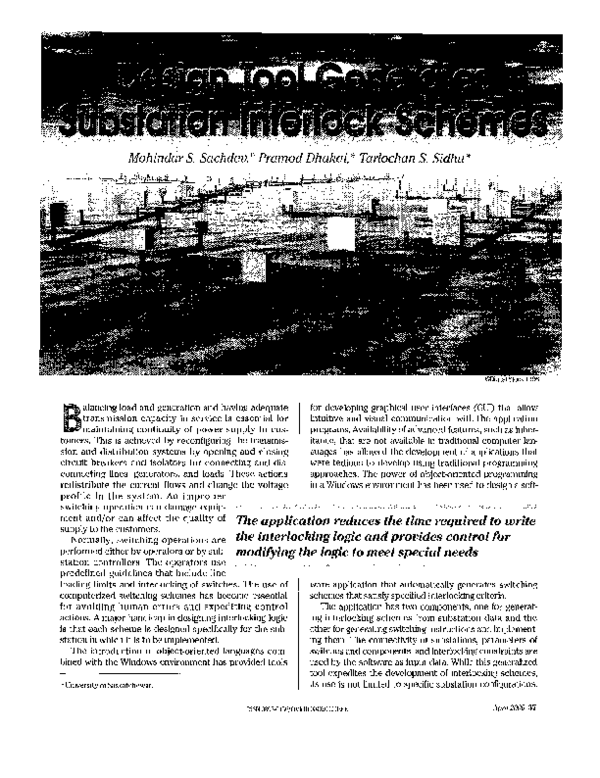 (PDF) Design tool generates substation interlock schemes