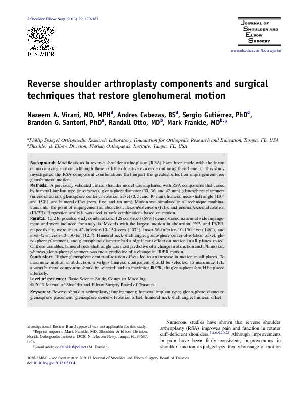 (PDF) Reverse shoulder arthroplasty components and surgical techniques ...