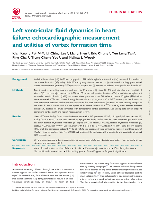 (PDF) Left ventricular fluid dynamics in heart failure ...