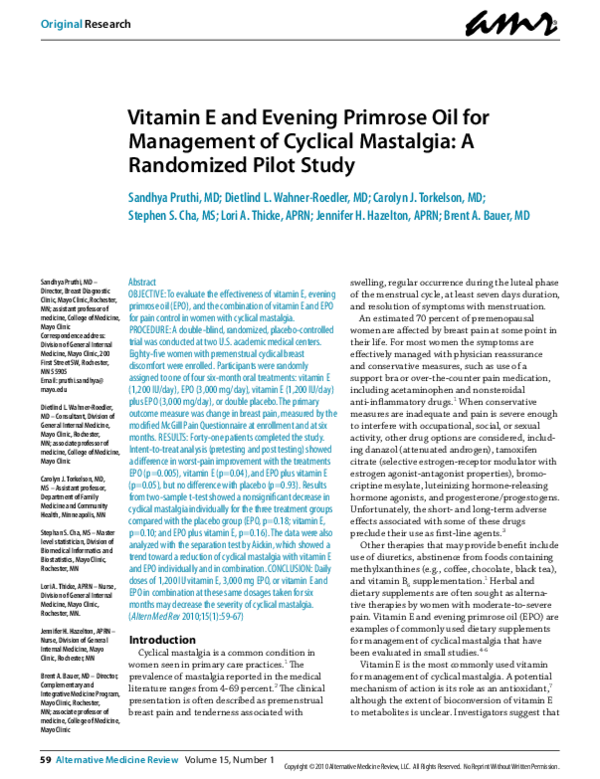 (PDF) Vitamin E and evening primrose oil for management of cyclical ...