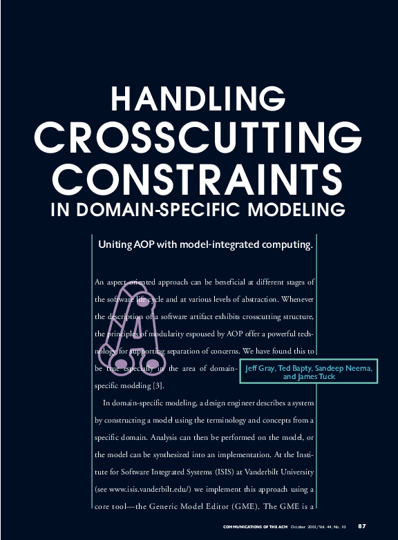 Pdf Crosscutting Constraints In Domain Specific Modeling