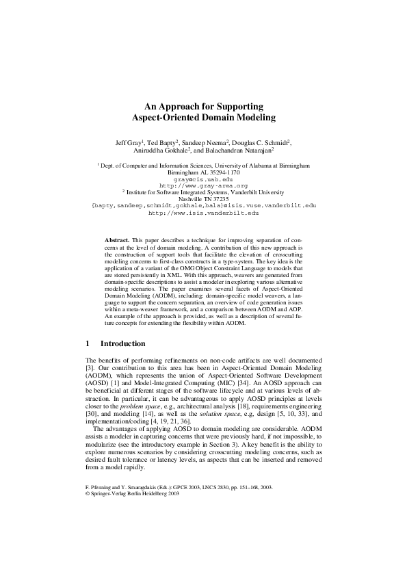 (PDF) An Approach for Supporting Aspect-Oriented Domain Modeling