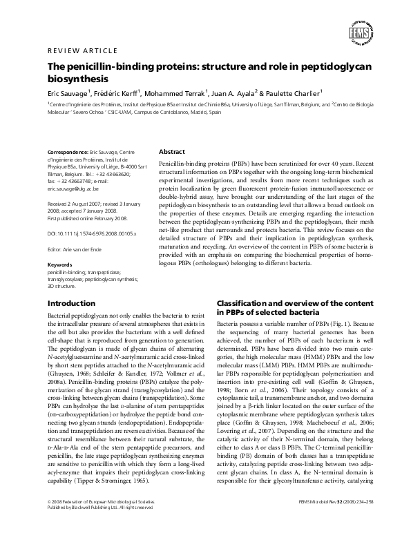 (PDF) The penicillin-binding proteins: structure and role in ...