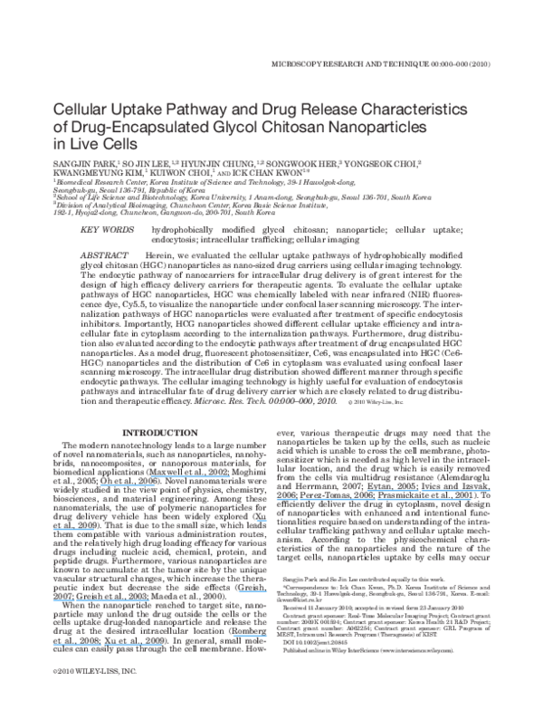 (PDF) Cellular uptake pathway and drug release characteristics of drug ...