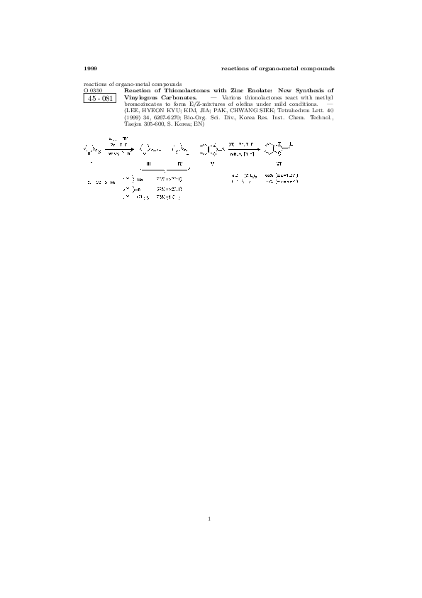 (PDF) Reaction of thionolactones with zinc enolate: new synthesis of ...