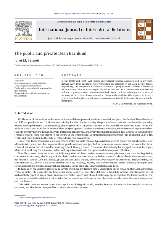 (PDF) The public and private Dean Barnlund