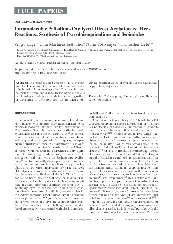 (PDF) ChemInform Abstract: Intramolecular Palladium-Catalyzed Aryl ...