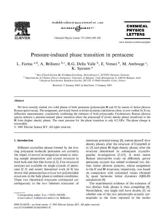 (PDF) Pressure-induced phase transition in pentacene